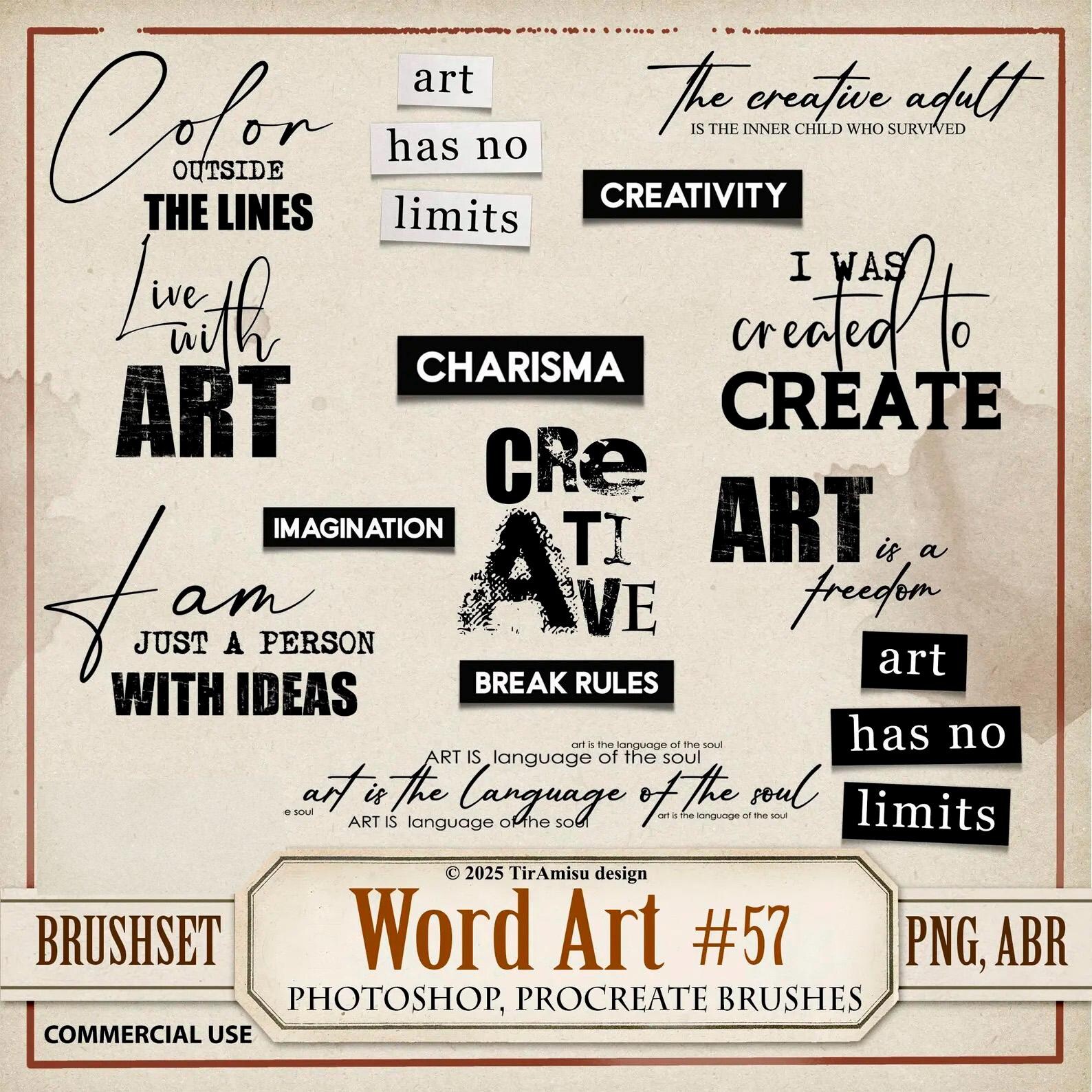 Inspirational Word Art Digital Clipart & Brush Pack| PNG, Stamp ...