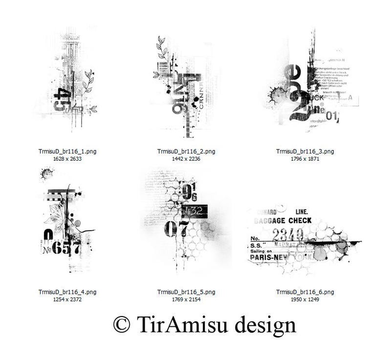 Vintage Numbers Digital Clipart & Brush Pack| PNG, Stamp Brushset for ...