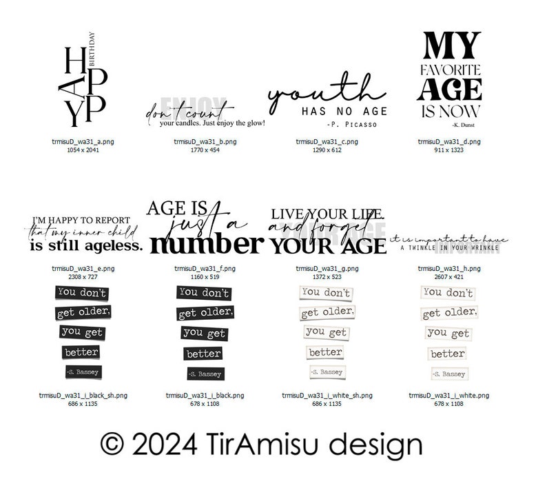Birthday Word Art Digital Clipart & Brush Pack| PNG, Stamp Brushset for ...