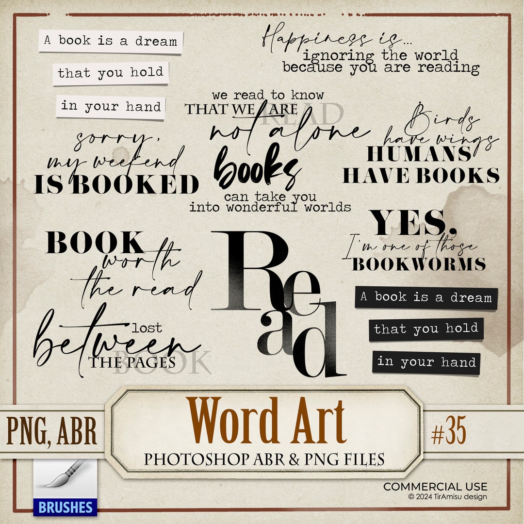 Book Lover Inspirational Art Journal Words Digital PNG Clipart ...