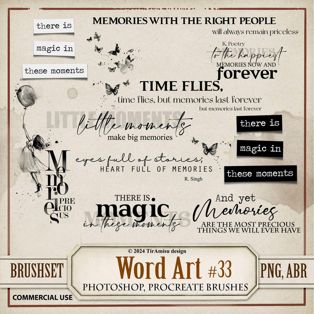 Inspirational Word Art Digital Clipart & Brush Pack| PNG, Procreate ...