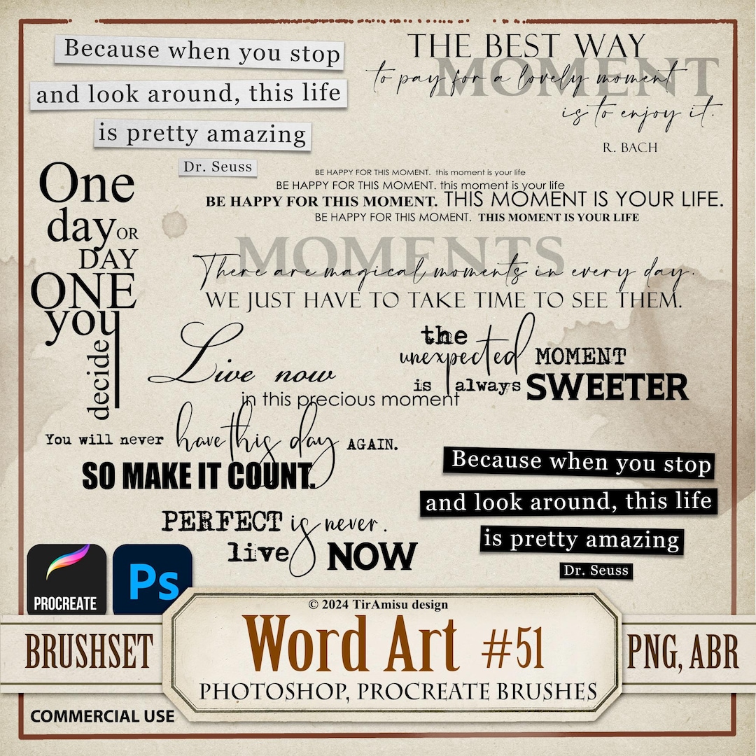 Memories Inspirational Word Art Digital PNG Clipart| Procreate Brushset ...