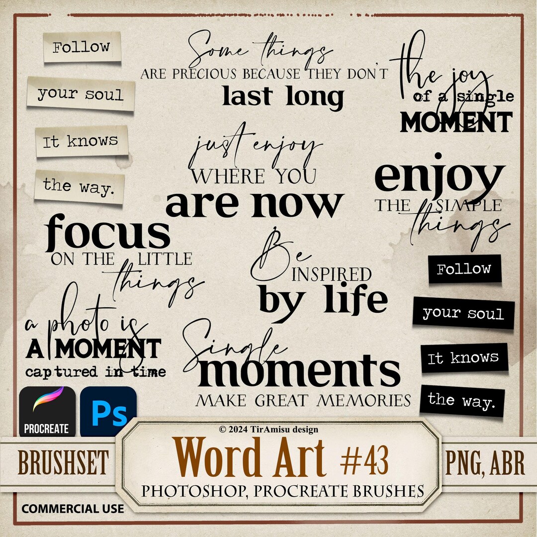 Memories Inspirational Word Art Digital PNG Clipart| Photoshop Brush ...