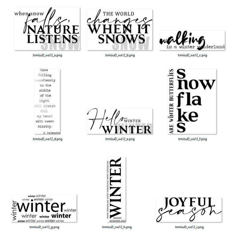 Winter Word Art Digital PNG Clipart Art Journal Printable - Etsy Australia