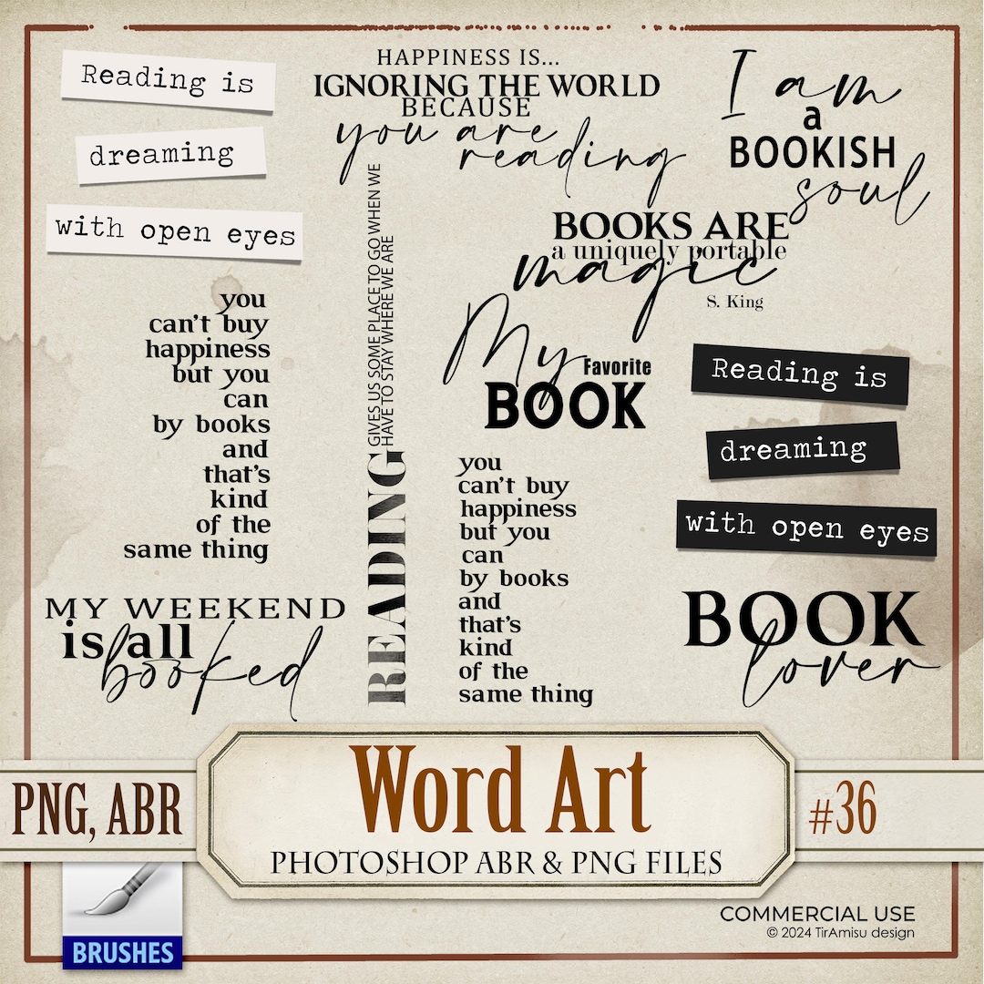 Book Lover Inspirational Art Journal Words Digital PNG Clipart ...