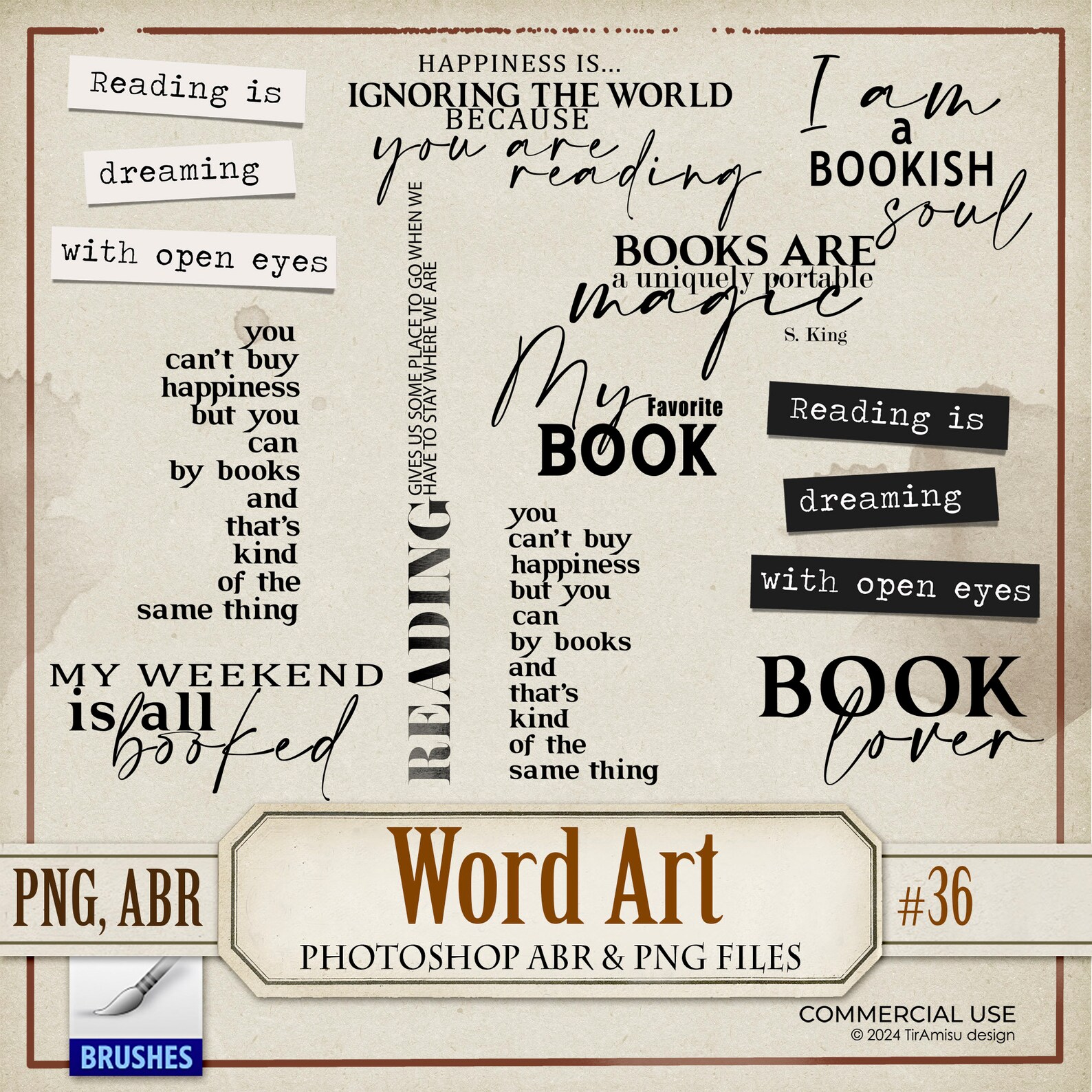 Book Lover Inspirational Art Journal Words Digital PNG Clipart ...