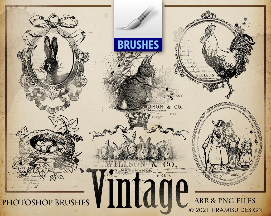 Vintage Easter Photoshop Brushes Vintage Easter Rabbit - Etsy