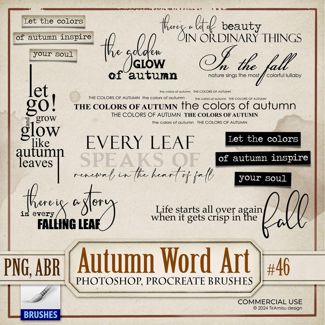 Autumn Word Art, Journaling Words Digital PNG Clipart, Fall Photoshop ...