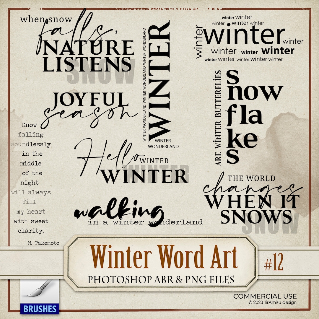Winter Word Art Digital PNG Clipart Art Journal Printable - Etsy Australia