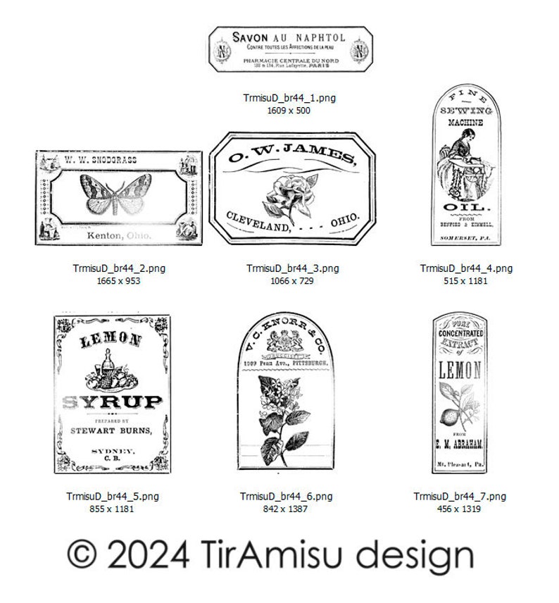 Vintage Old Label Digital Clipart & Brush Pack| PNG, Stamp Brushset for ...