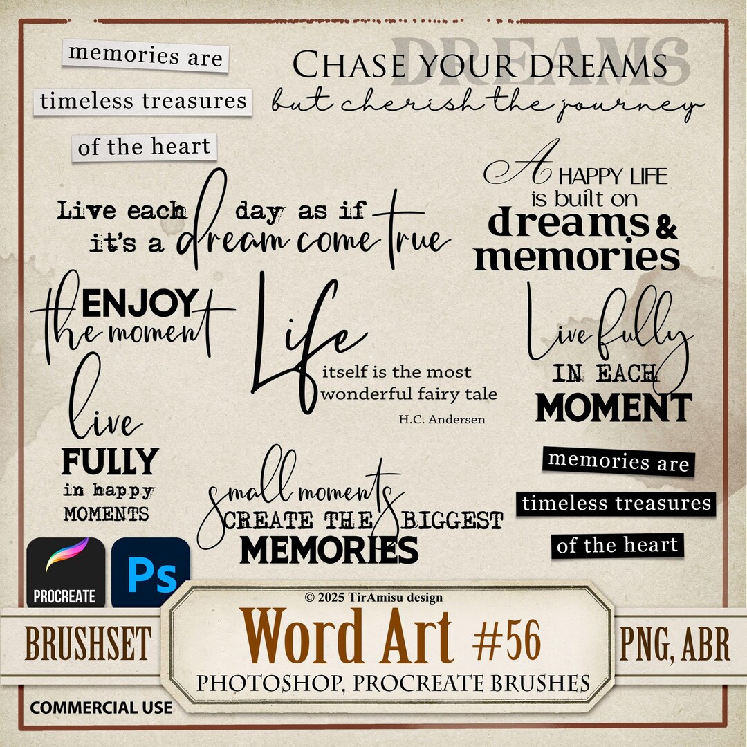 Inspirational Word Art Digital PNG Clipart| Procreate Stamp Brush ...