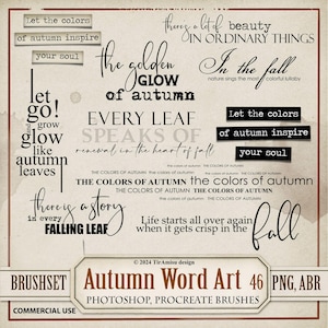 Autumn Word Art Digital Clipart & Brush Pack | PNG, ABR, Procreate ...