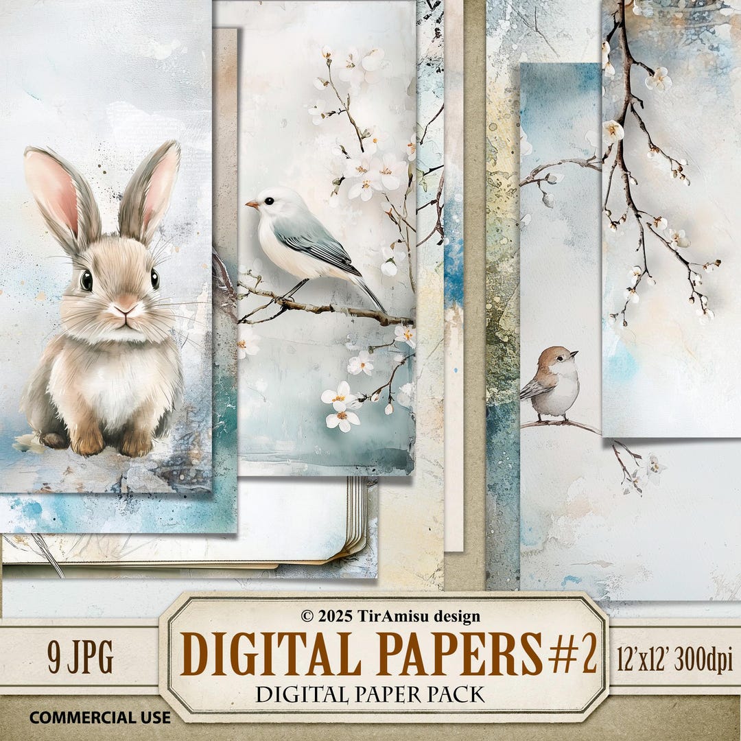 Blue Spring Digital Paper| DIY Card Making Graphics| Printable ...