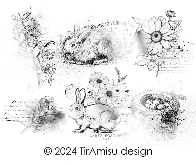 Vintage Easter Digital Clipart PNG, Spring Digital Overlay, Easter ...