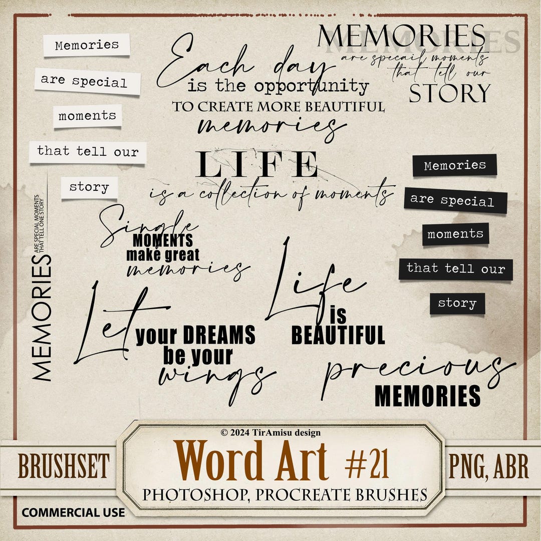 Inspirational Word Art Digital Clipart & Brush Pack | PNG, Procreate ...