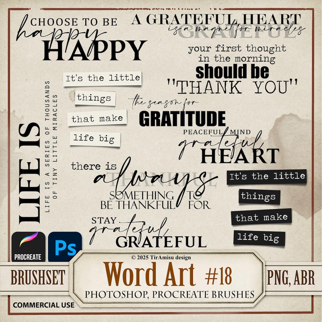 Inspirational Word Art Digital PNG Clipart| Procreate Stamp, Photoshop ...