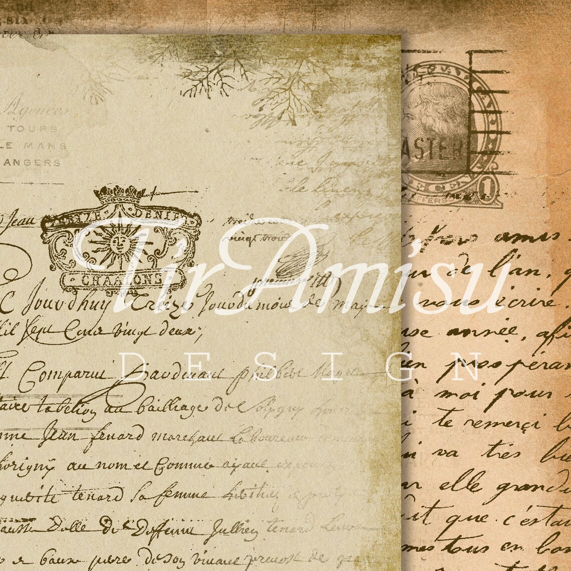 Printable Vintage Writting Junk Journal Digital Papers, US Letter Size ...
