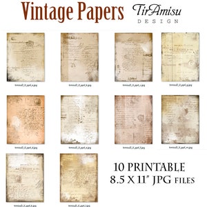 Printable Vintage Writting Junk Journal Digital Papers, US Letter Size ...