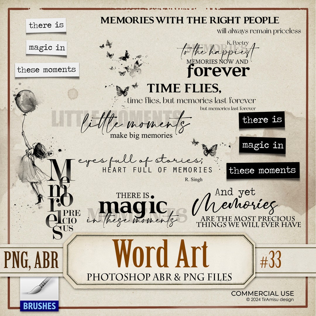 Memories Inspirational Art Journal Words Digital PNG Clipart, Photoshop ...