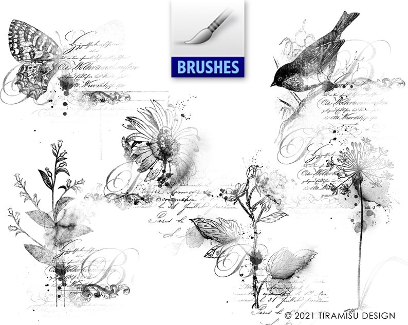 Vintage Floral Botanical Digital Stamps, Printable Nature Inspired PNG ...