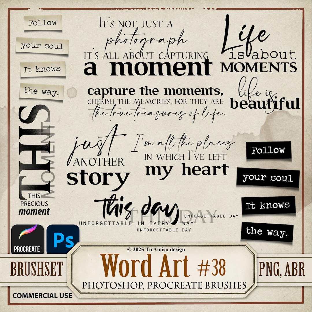 Inspirational Word Art Digital PNG Clipart| Procreate Stamp Brushset ...