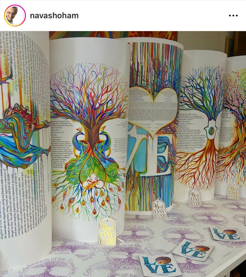 Nava Shoham TREE OF LIFE Peacoks Ketubah 1800ketubah.com - Etsy