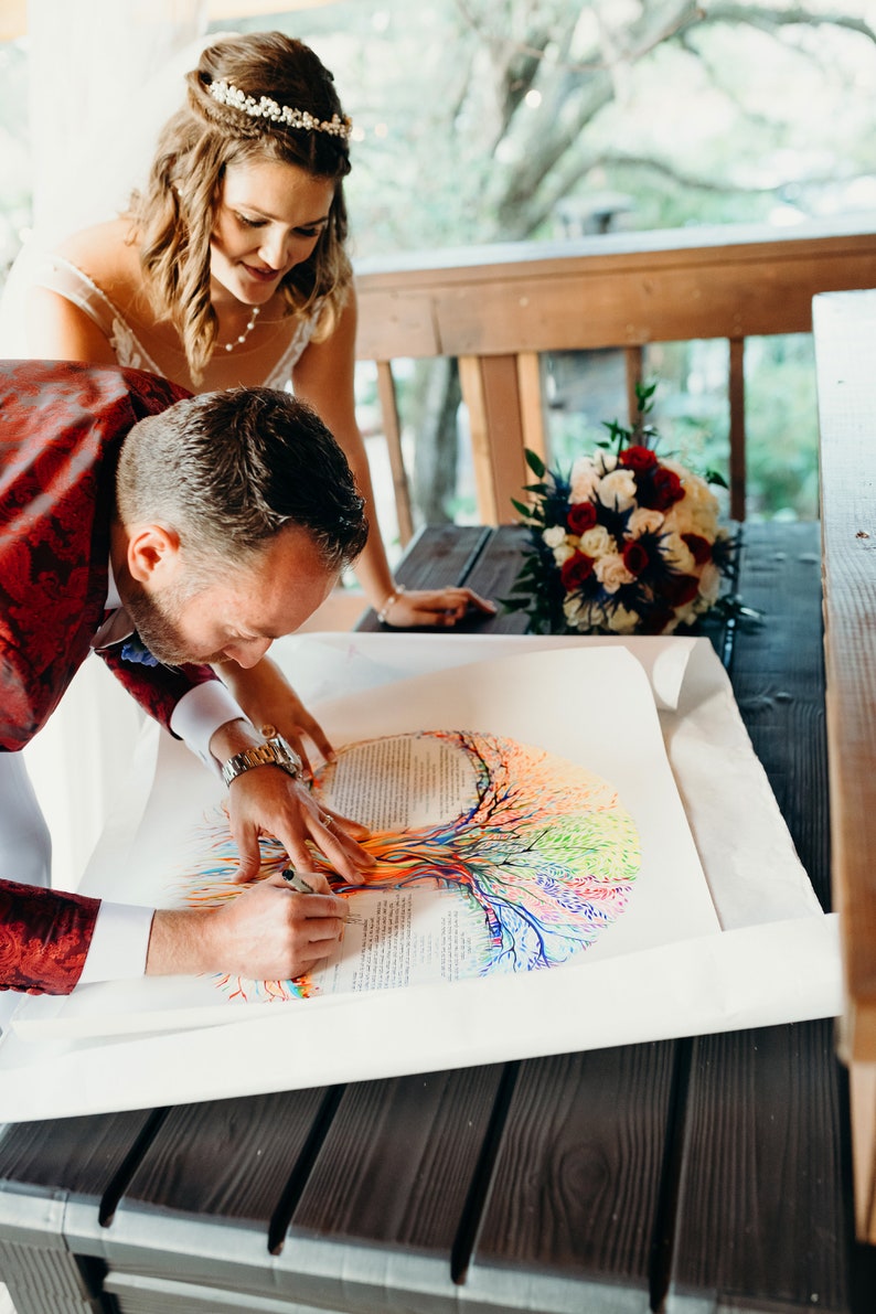 Nava Shoham ~ Rainbow Tree Seasons Ketubah ~ 1800ketubah.com - Etsy