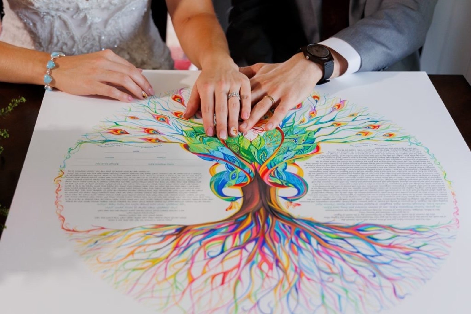 Nava Shoham ~ TREE OF LIFE Peacoks Ketubah ~1800ketubah.com - Etsy