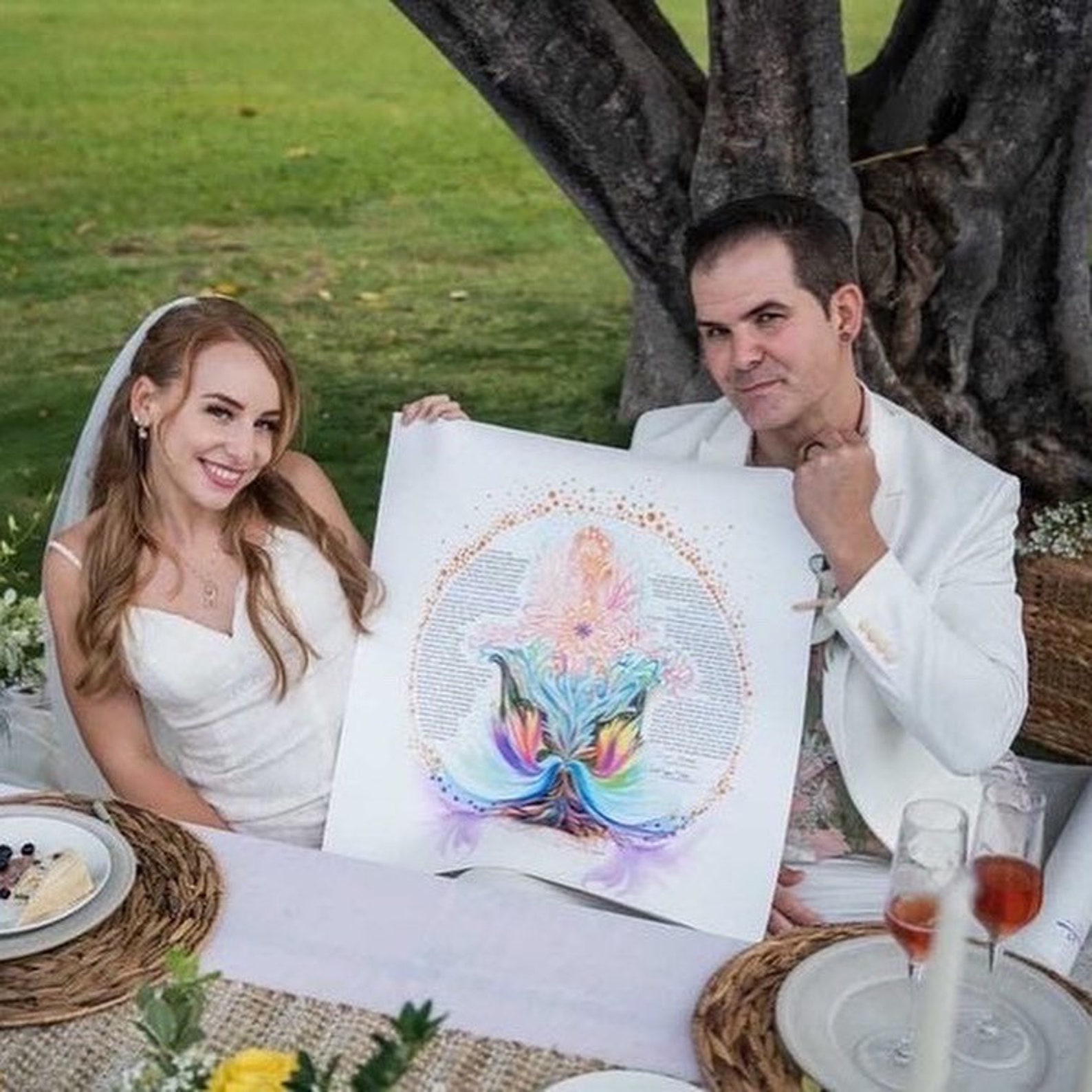 Nava Shoham Chamsa Lotus in Rose Quartz 1800ketubah.com - Etsy