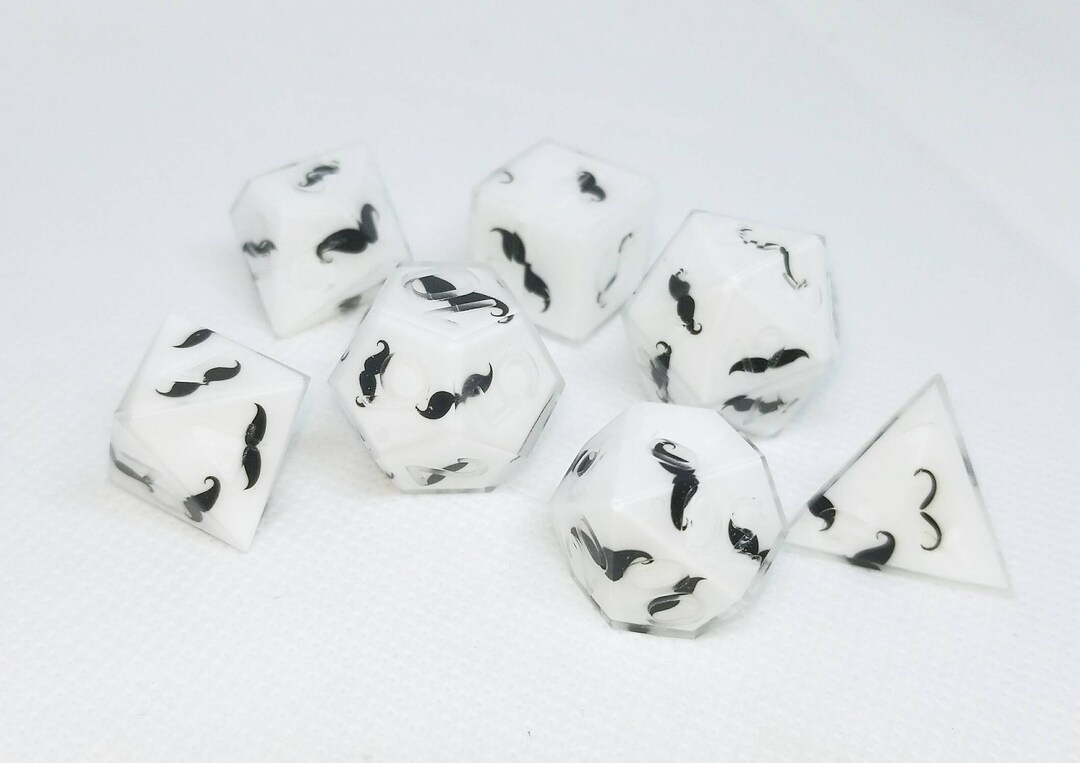 Mustache Dice. 7 Dice Set. Dnd. Dungeons & Dragons. Gentleman. Tophat ...