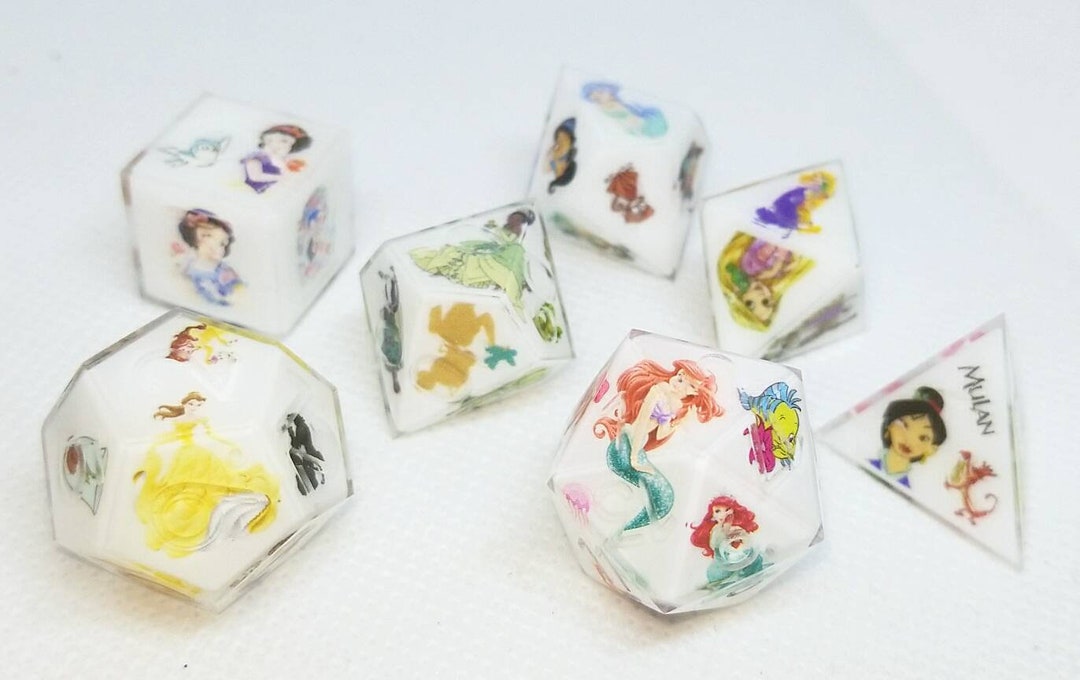 Disney Princess Dice. 7 Dice Set. Dungeons & Dragons. Disney. - Etsy