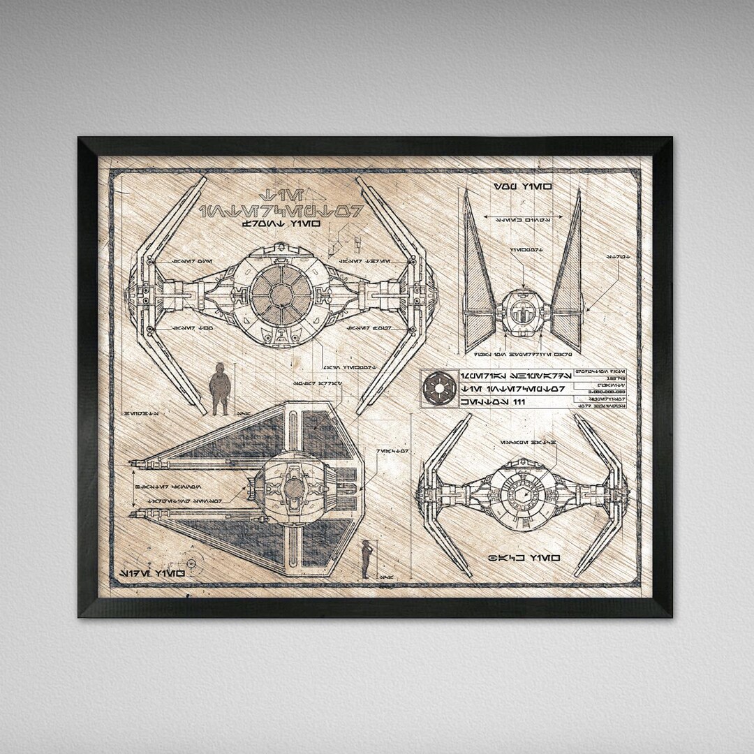 Star Wars - Tie Interceptor - Da Vinci or Blueprint Illustration - 8x10 ...