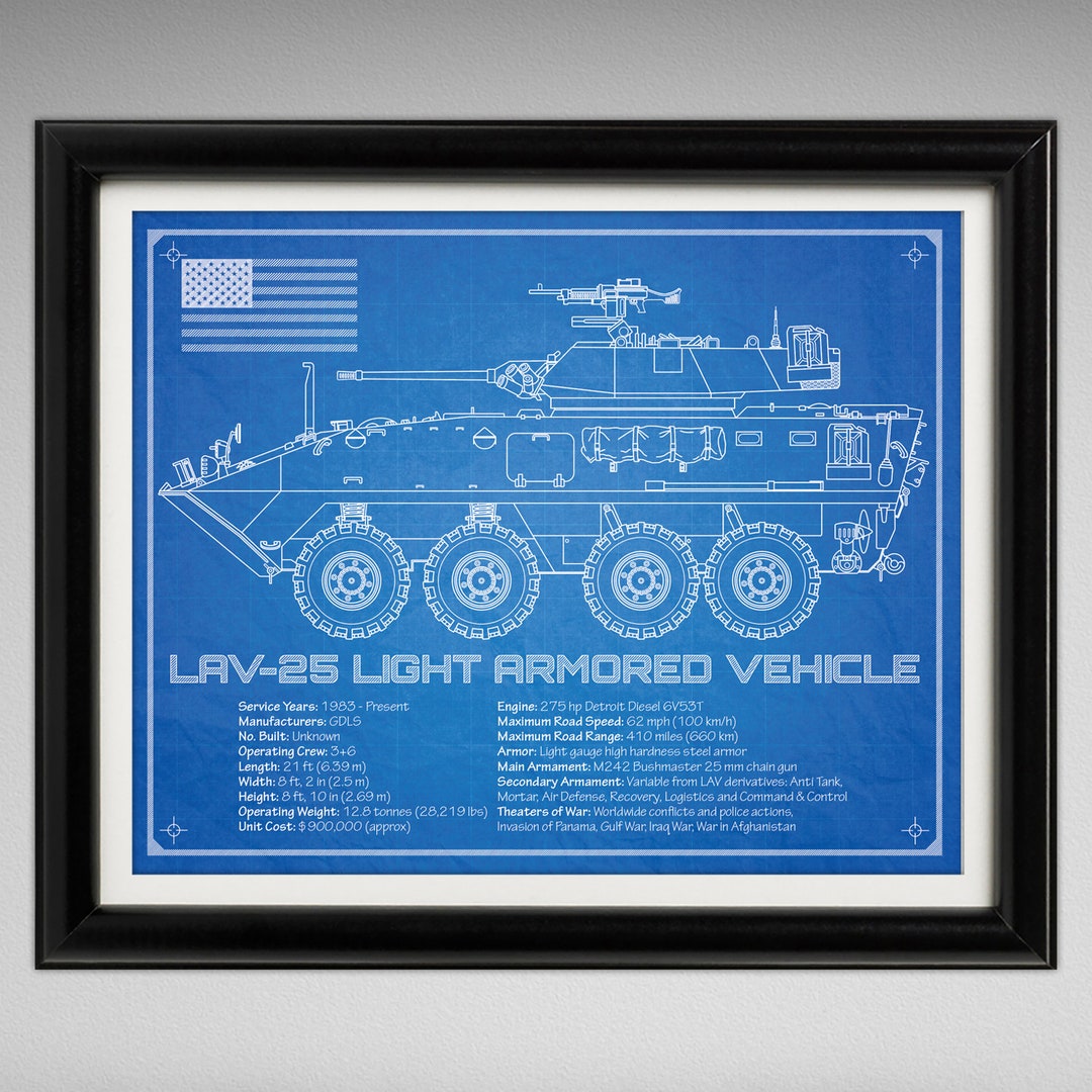 LAV-25 Light Armored Vehicle - Da Vinci or Blueprint Illustration ...