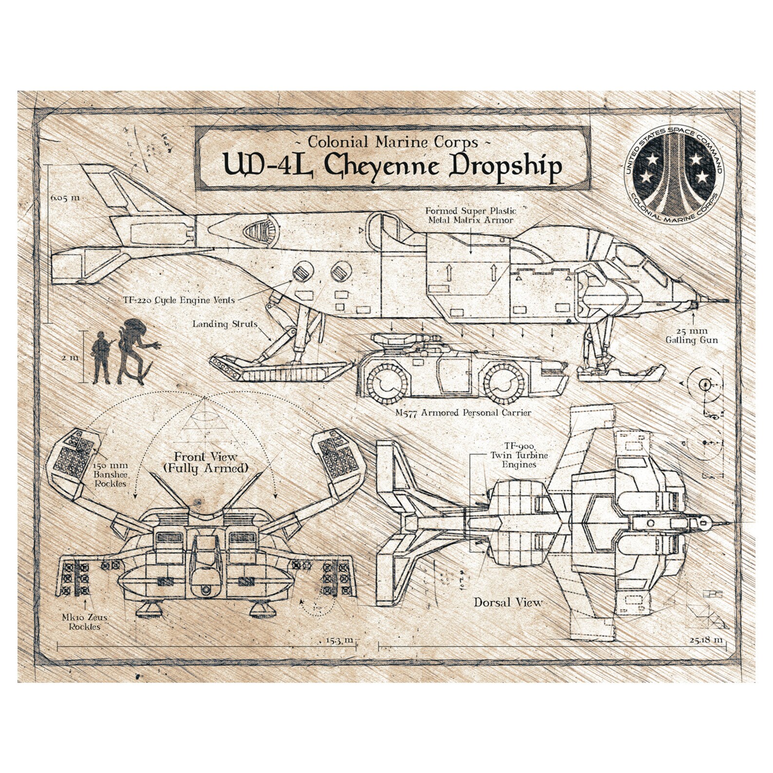 Aliens UD-4L Cheyenne Dropship Davinci Style Print 8x10 | Etsy