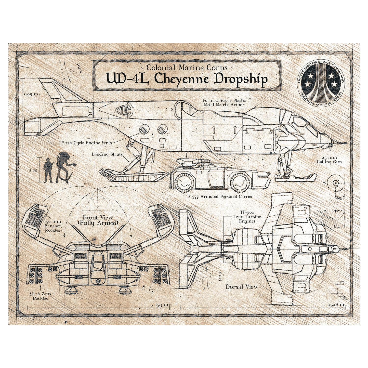 Aliens UD-4L Cheyenne Dropship Davinci Style Print 8x10 | Etsy