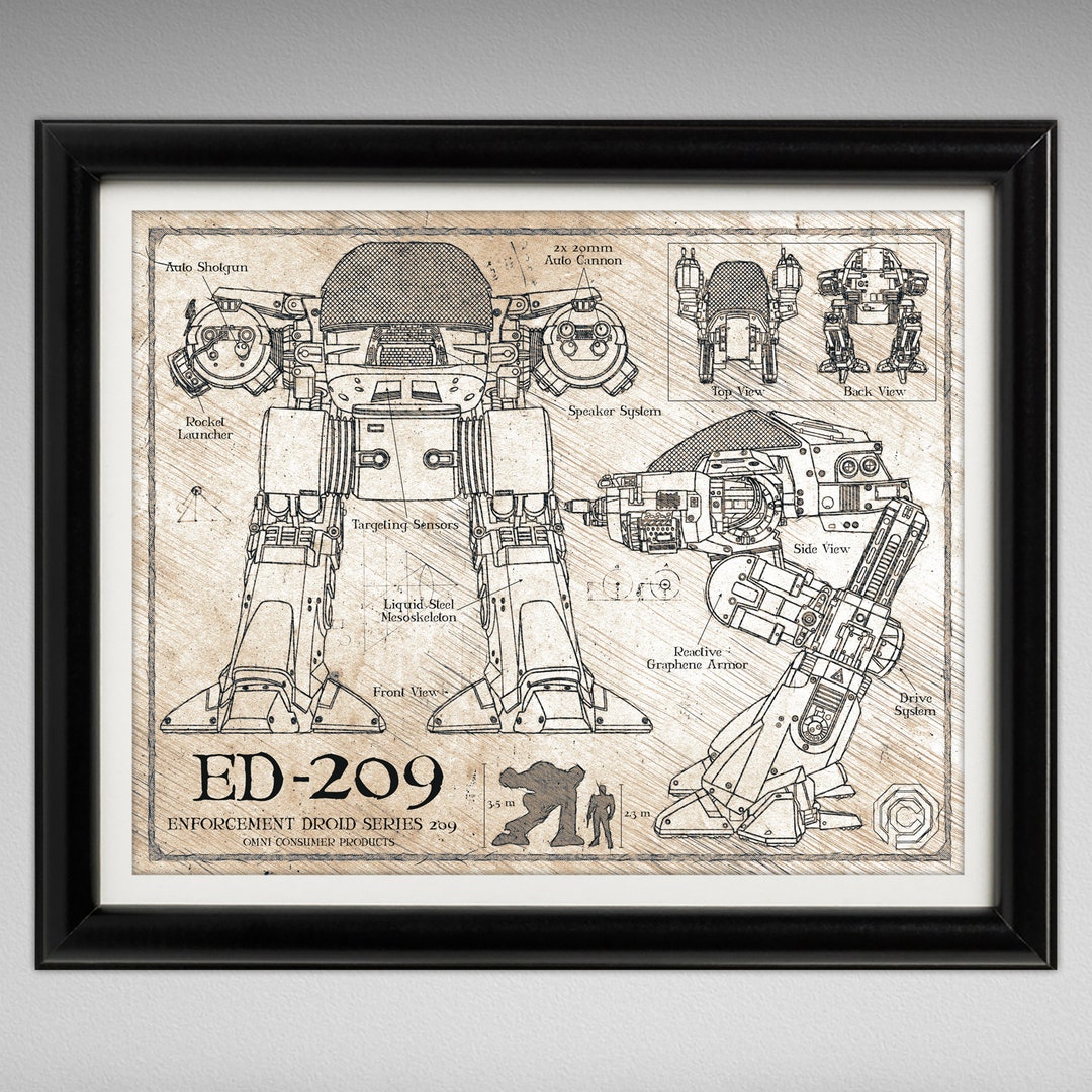 ED-209 Enforcement Droid - Robocop - Davinci Style Print - 8x10 or ...