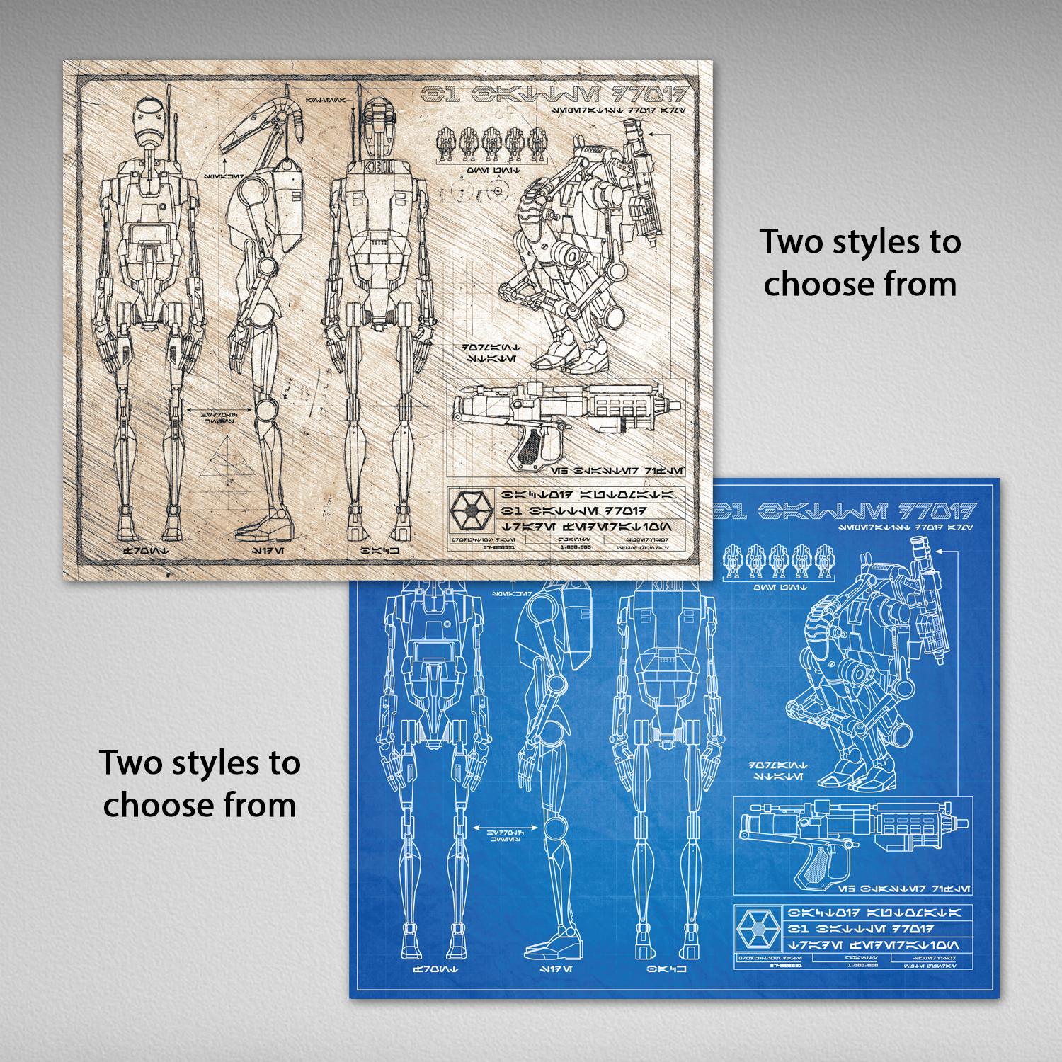Star Wars - B1 Battle Droid - Da Vinci or Blueprint Illustration - 8x10 ...