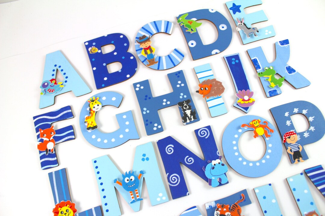 Wooden Letters for Children's Room Doors With Matching Motifs - Etsy