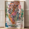 Tiger Art Print, Graphic Tiger Art Print, Bold Decor, Bold Red and Blue ...