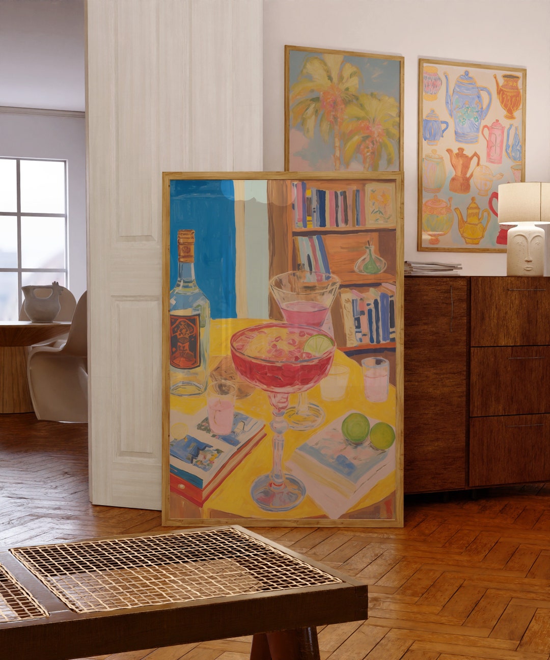 Danish Pastel, Matisse Bar Cart Print, Cocktail Poster, Kitchen Decor ...