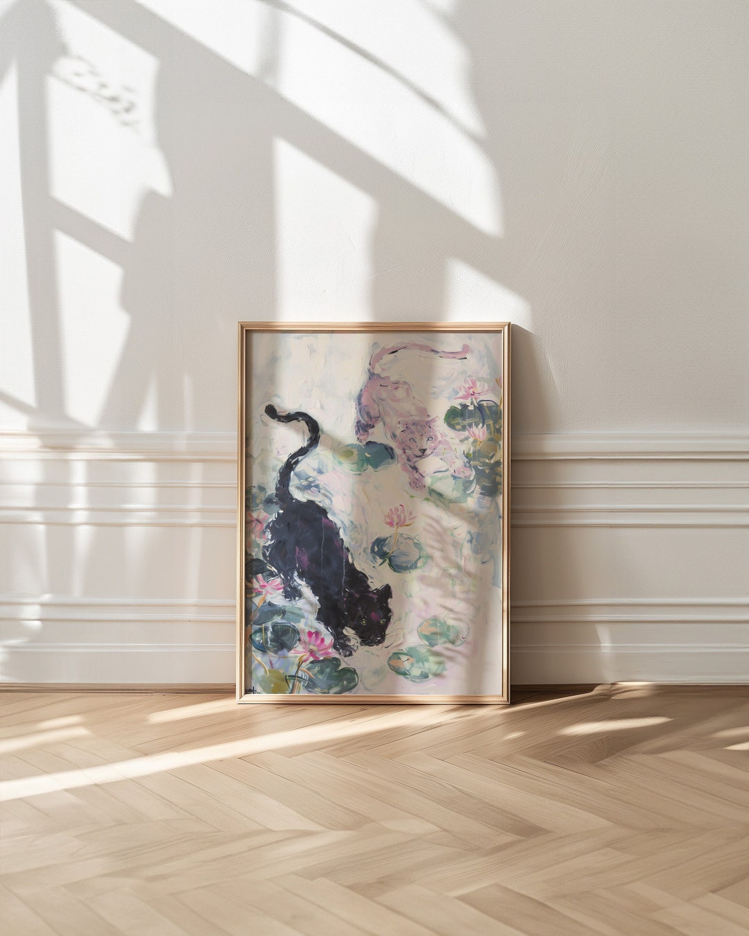 Soft Patel Decor, Monet Water Lily Wall Art, Sage Green and Blue Print ...