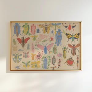 Beetle Art Print: Pastel Insect Wall Decor - Etsy