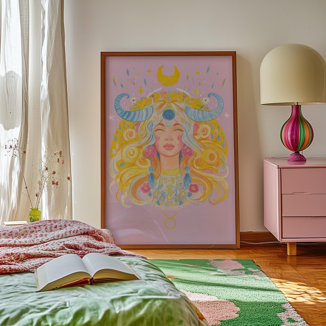 Taurus Zodiac Art Print: Boho Celestial Astrology Poster - Etsy