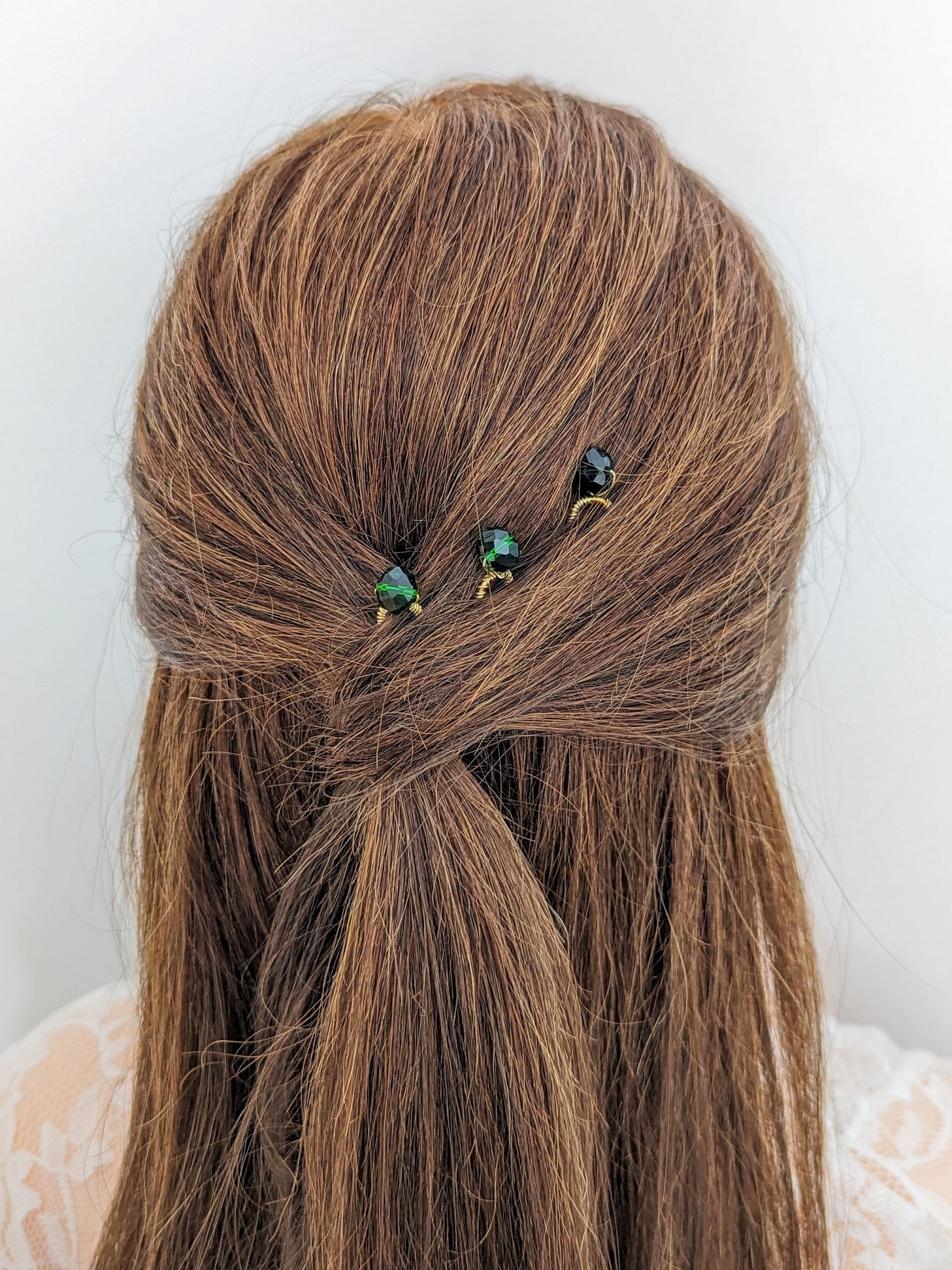Hair Piece Emerald Green Wedding Pin Crystal Green Bridal Clip Gold ...
