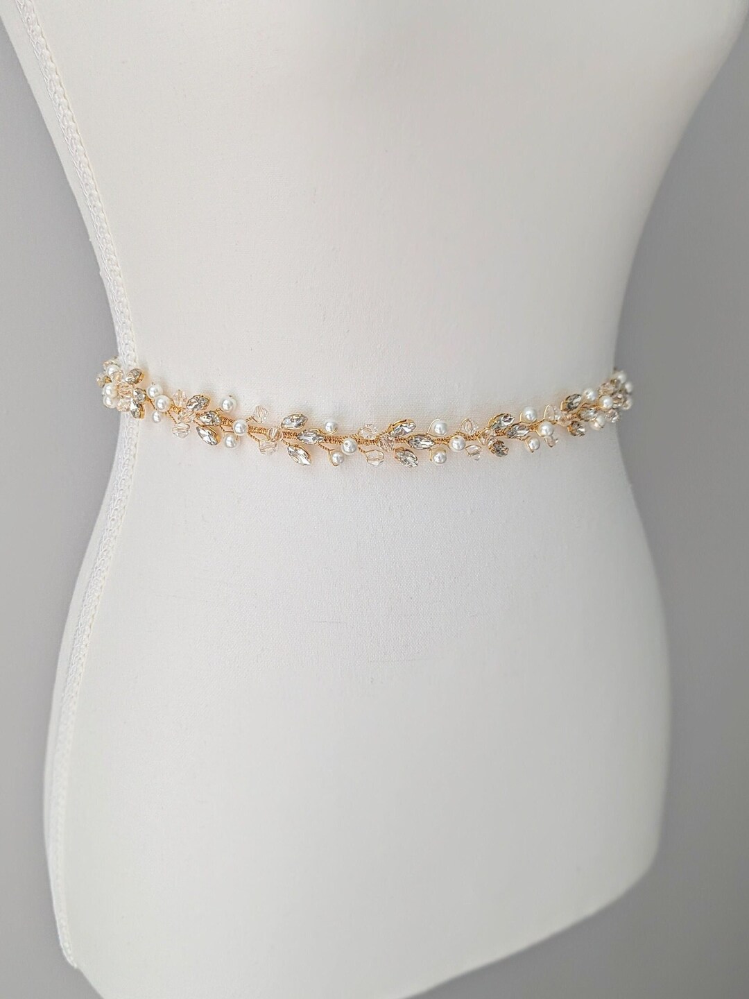Crystal Bridal Belt Gold Bridal Belt Dainty Sash Belt Thin Bridal Sash ...