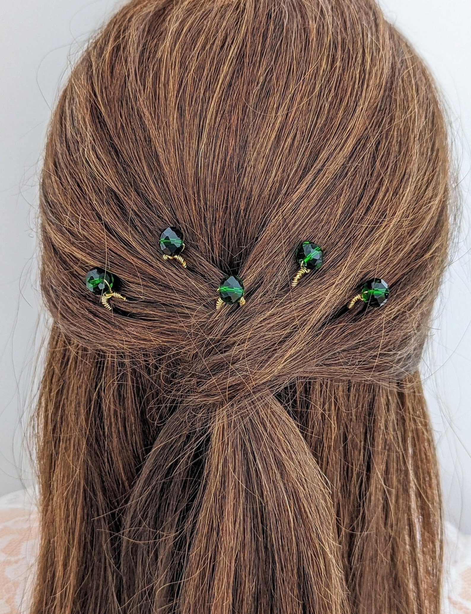 Hair Piece Emerald Green Wedding Pin Crystal Green Bridal Clip Gold ...