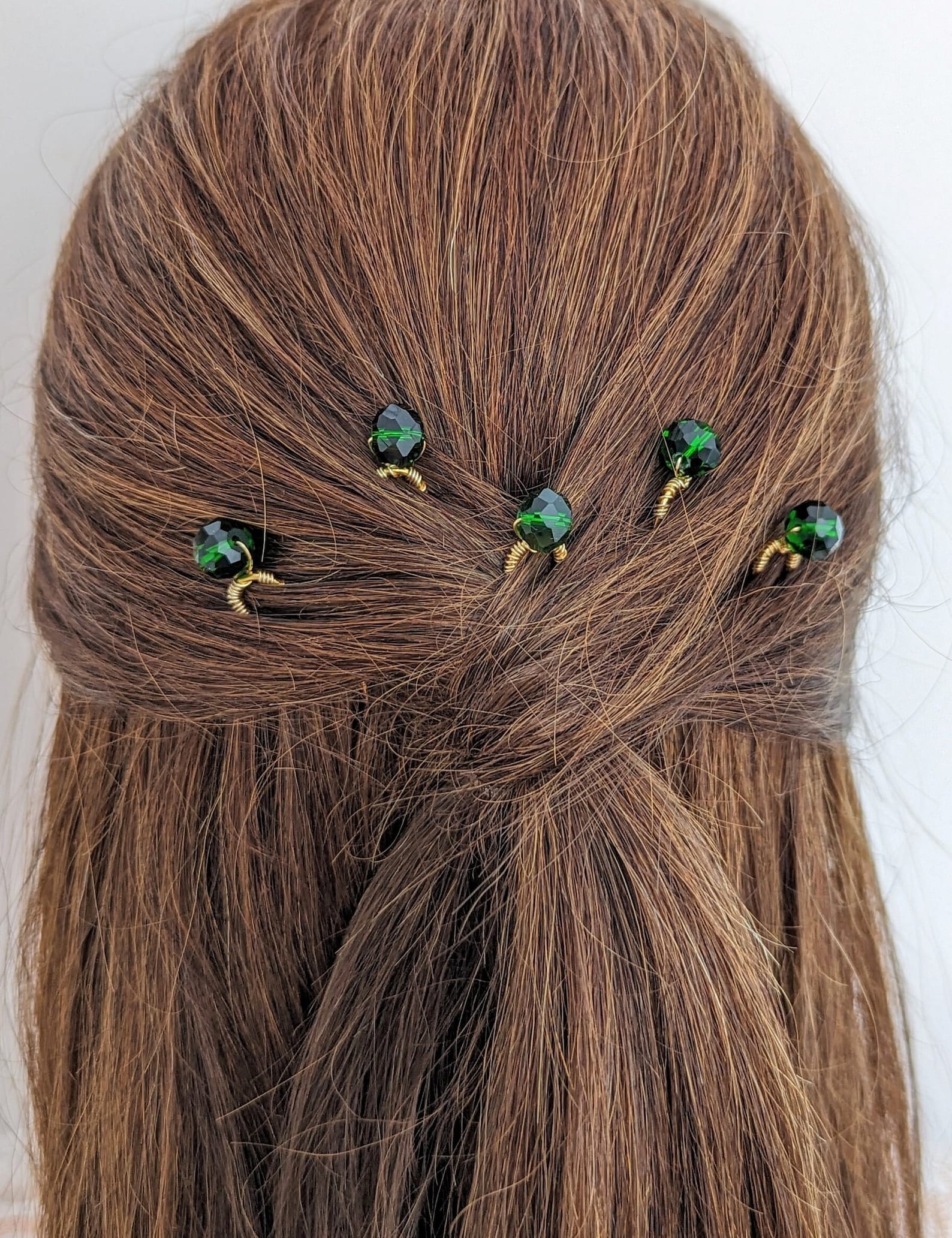 Hair Piece Emerald Green Wedding Pin Crystal Green Bridal Clip Gold ...