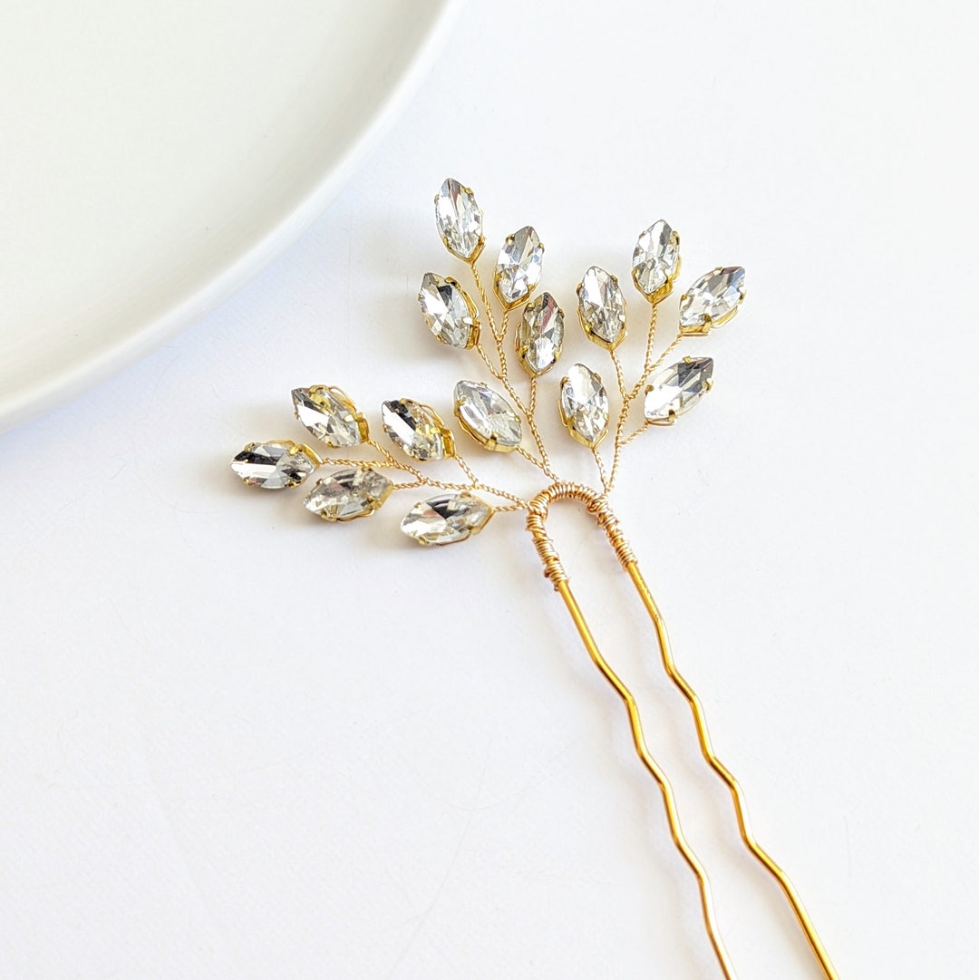 Crystal Bridal Hair Pin for Bride Rhinestone Hair Clip Wedding Elegant ...