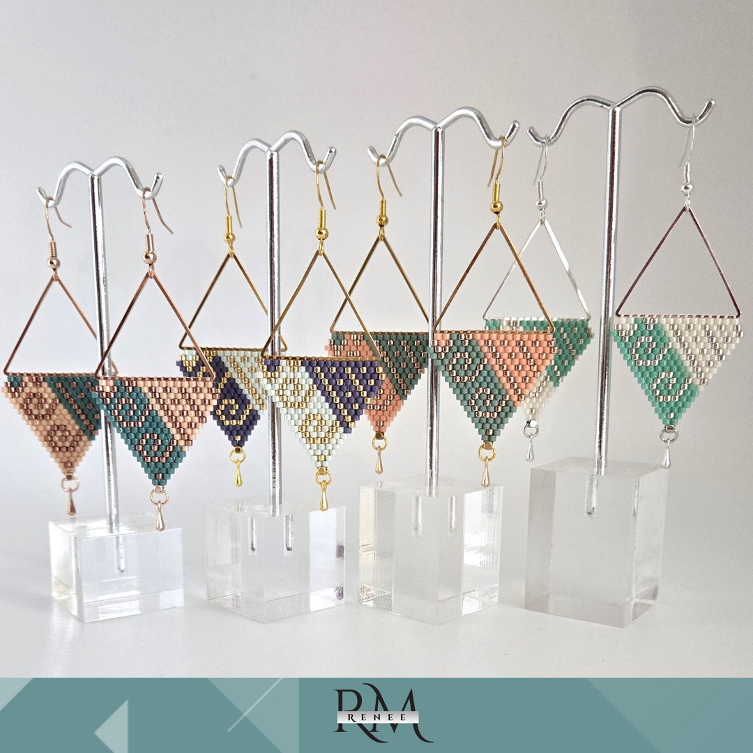 Different but the Same, Brick Stitch Triangle Earrings, Stylish Dangles ...