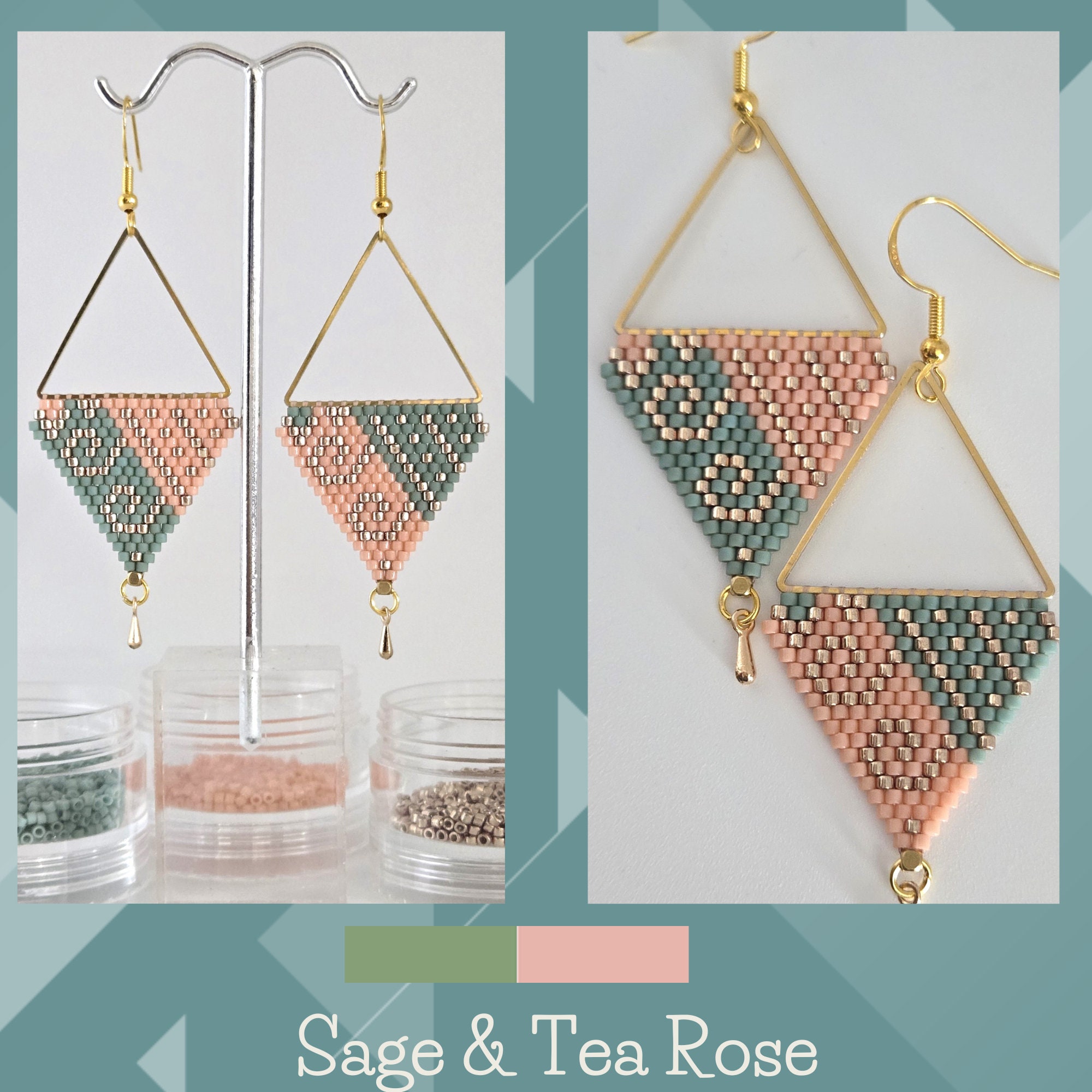 Different but the Same, Brick Stitch Triangle Earrings, Stylish Dangles ...
